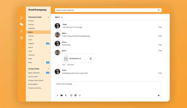Work Messaging Light Web App Template | Uizard