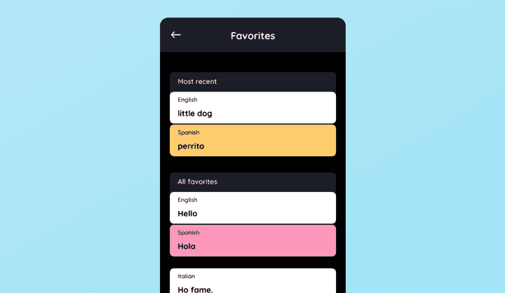 Dictionary Dark App Template | Dictionary App UI Design| Uizard