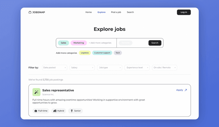 Job Finder Website Template | Job Search Web Design | Uizard