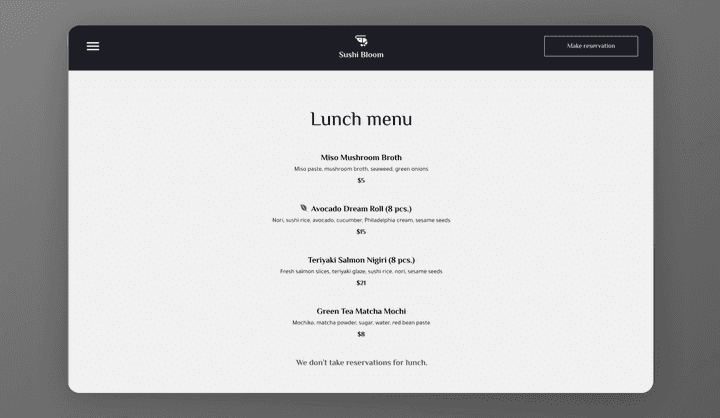 Restaurant Website Wireframe Template | Uizard