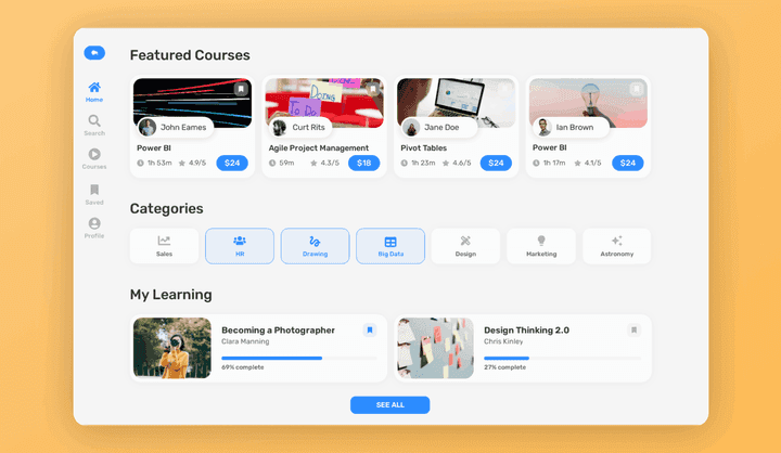 E Learning Website Template | E Learning Website UI | Uizard