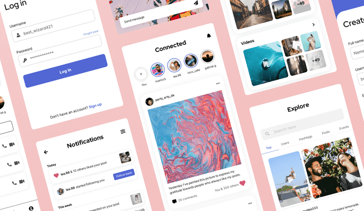 Social Media App Template | Social Media App UI Design | Uizard