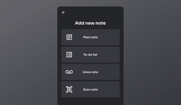 Notses App Dark Mode Template | Note Taking UI Design | Uizard