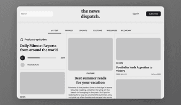 News Website Wireframe Template | News Website Wireframe | Uizard