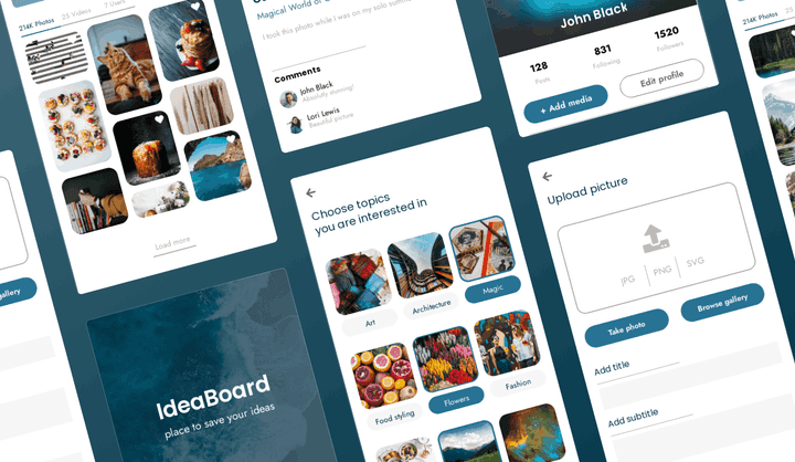 MoodBoard App Template | Mood Board UI Design | Uizard