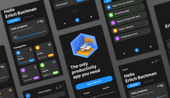 Productivity App UI Design Template | Productivity App Design | Uizard