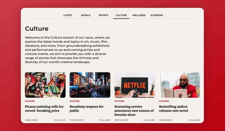 News Web App Template | News Web App UI Design | Uizard
