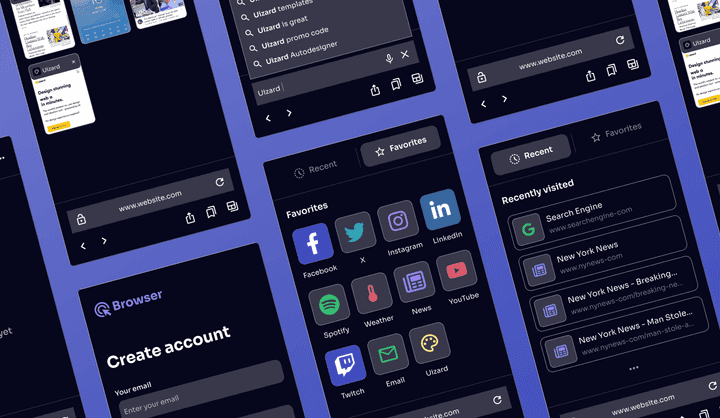 Dark Internet Browser App Template | Internet Browser UI Design | Uizard