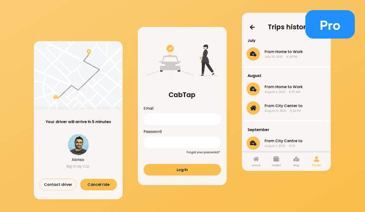Taxi App UI Design Template | Taxi App Design | Uizard