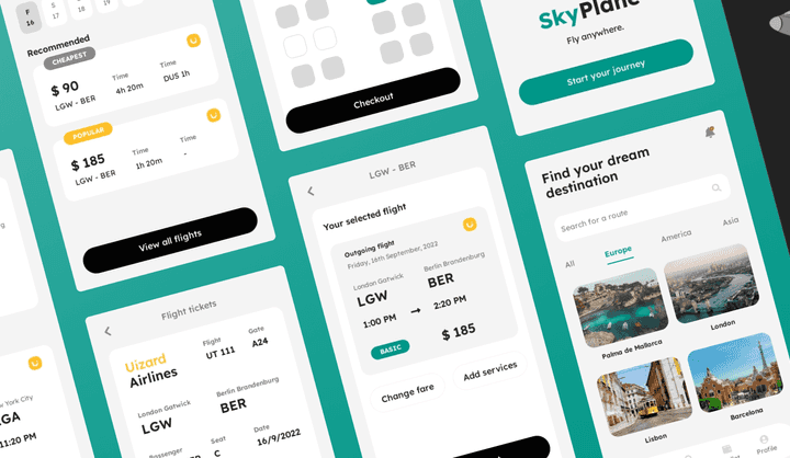 Flight Ticket UI Template | Flight App UI Design | Uizard