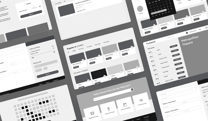 Ticketing Website Wireframe Template | Uizard