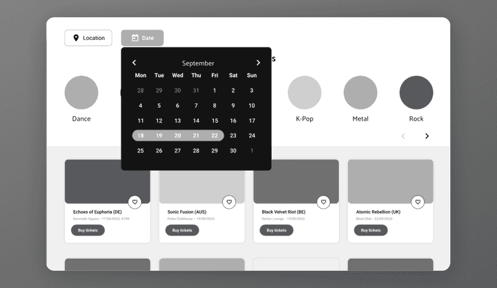 Ticketing Website Wireframe Template | Uizard