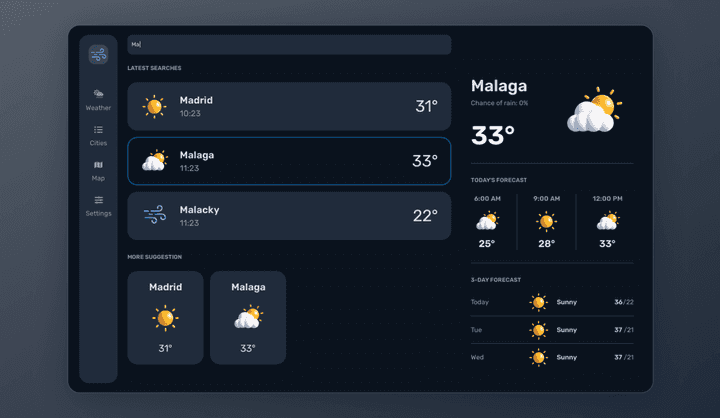 Weather Web App Design Template | Weather Web UI Design | Uizard