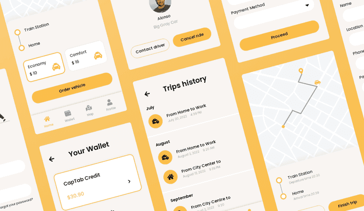 Taxi App UI Design Template | Taxi App Design | Uizard