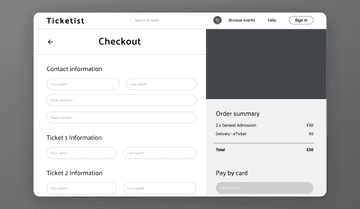 Ticketing Website Wireframe Template | Uizard