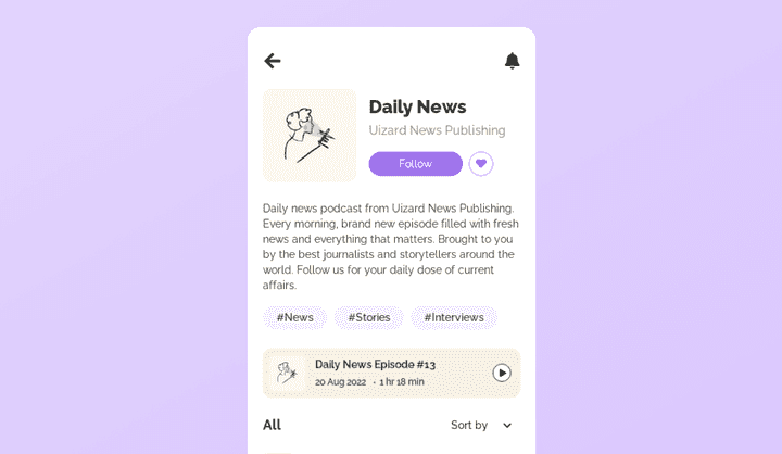 Podcast App UI Design | Podcast App Design | Uizard
