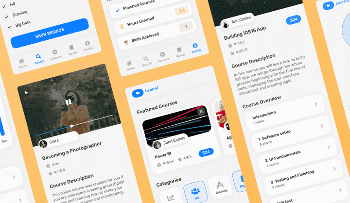 E-Learning UI Design Template | E-Learning App UI | Uizard