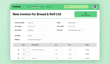 Invoicing Web App Template| Invoicing Web App UI Design | Uizard