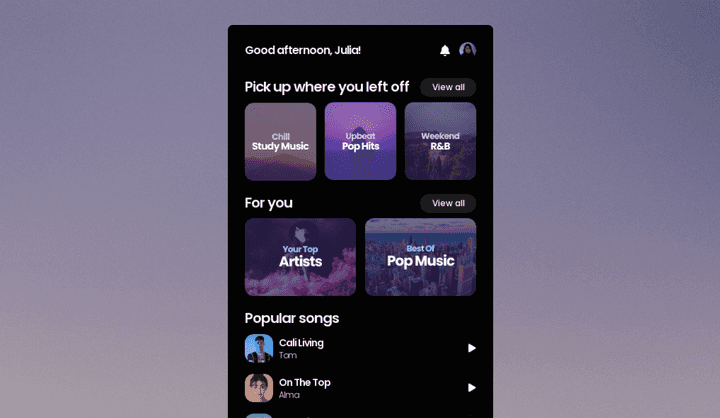 Music App UI Template | Music App Design | Uizard
