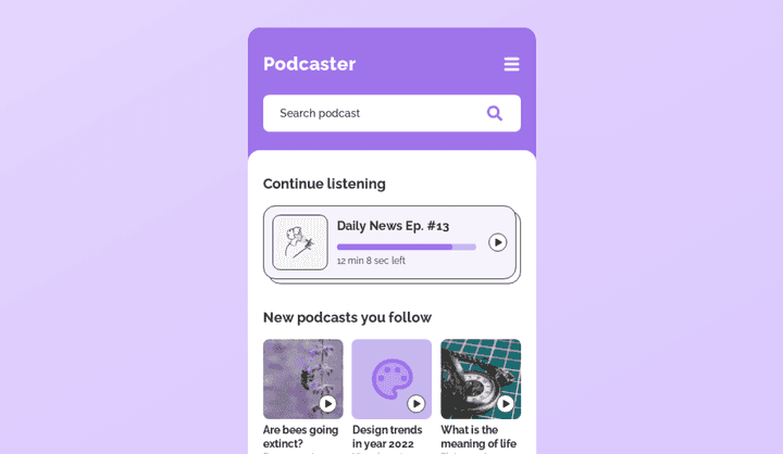 Podcast App UI Design | Podcast App Design | Uizard